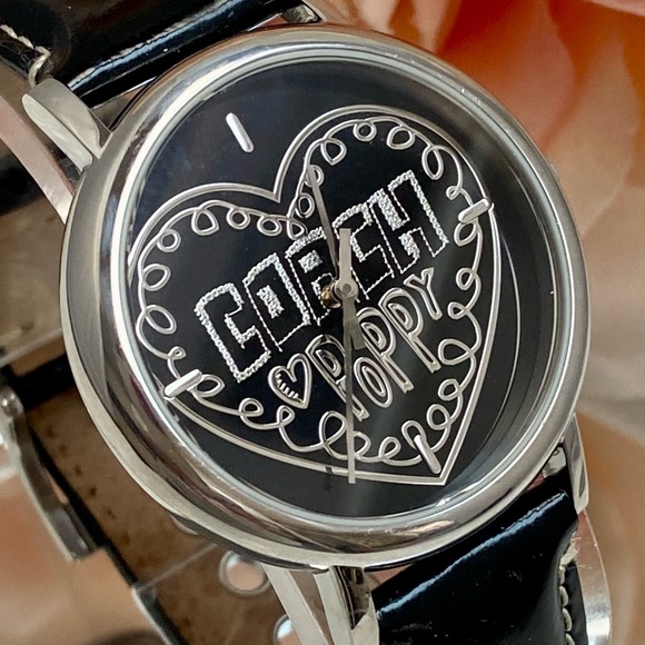 Coach | Accessories | Coach Poppy Stainless Steel Watch With Black ...